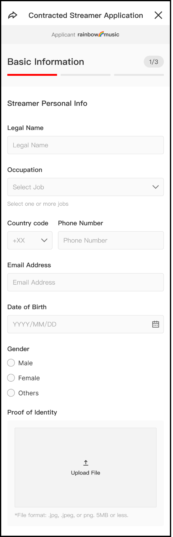 Contracted Streamer Application – 17LIVE