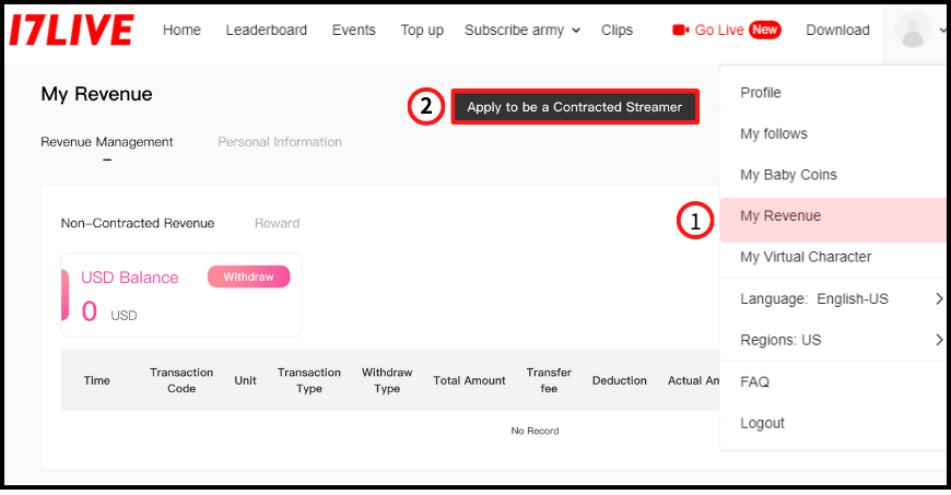 Contracted Streamer Application – 17LIVE
