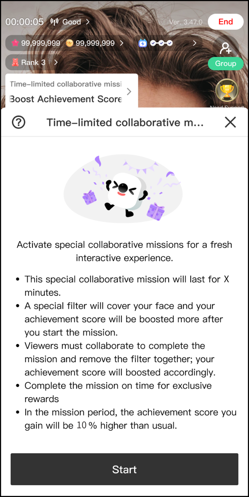 Time-limited collaborative mission – 17LIVE